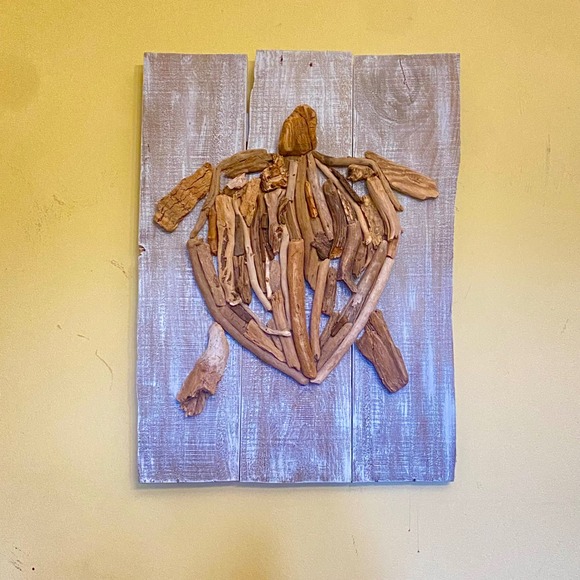 Cottage Shore Crafts | Art | Driftwood Turtle Wall Art Decor Cottage ...